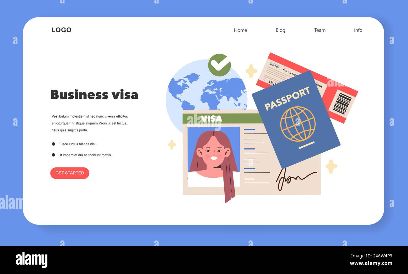 Business Visa concept Essential documents for international trade and ...