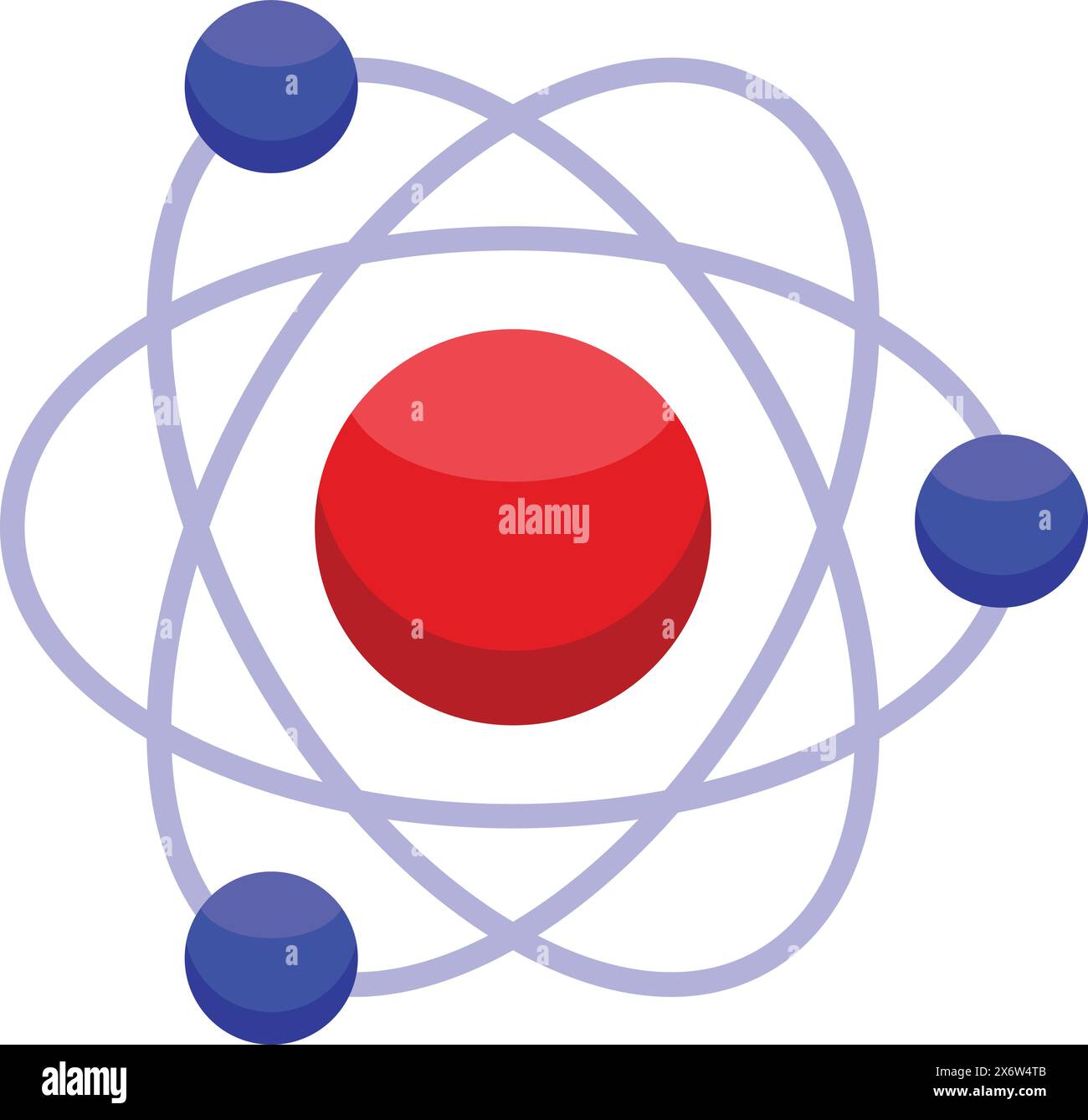 Colorful abstract vector illustration of atom model with electrons orbiting nucleus ...