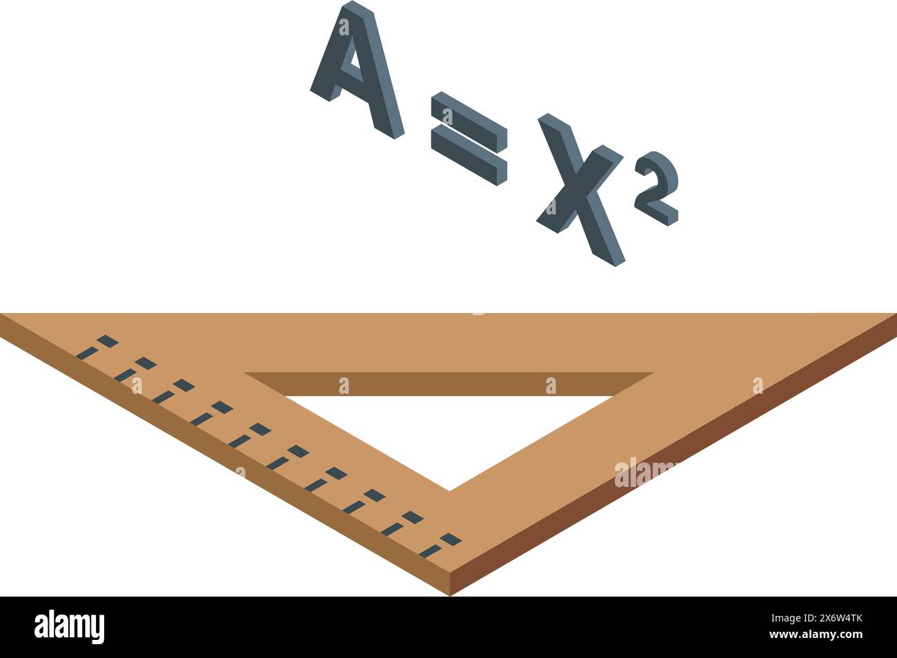 3d illustration of a quadratic formula with a wooden ruler on white ...