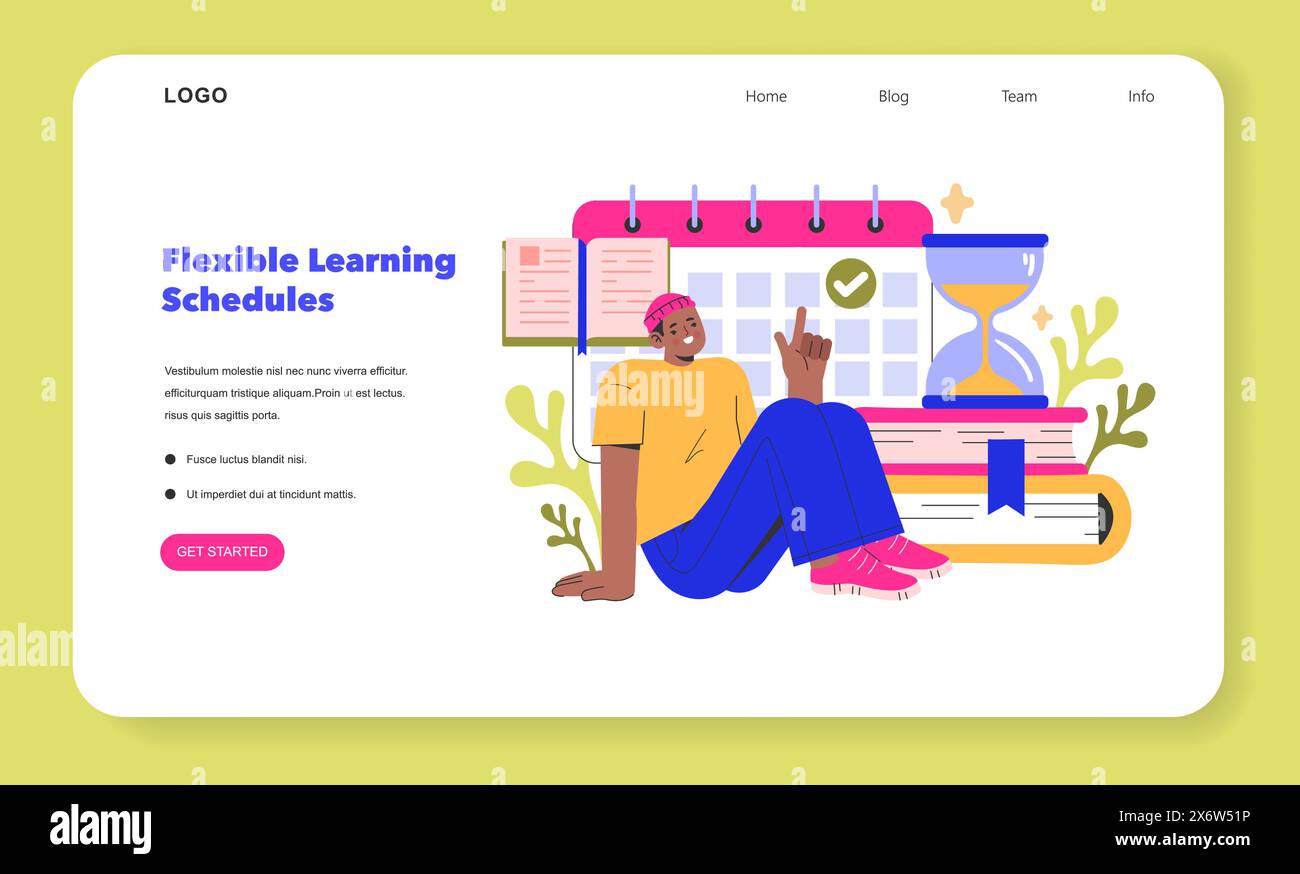Flexible Learning Schedules concept A student with a calendar and ...