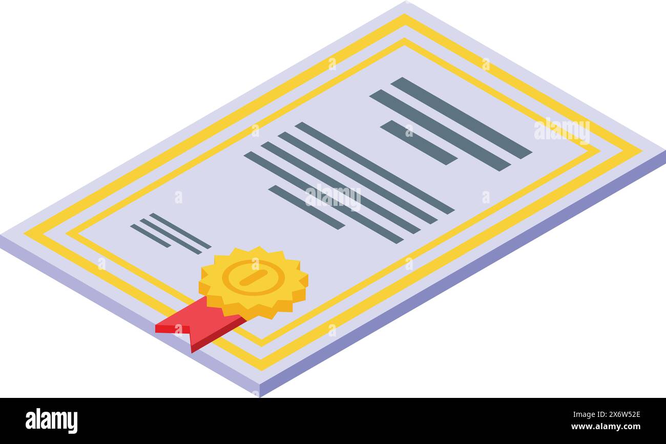 Isometric vector illustration of a decorative diploma certificate for ...