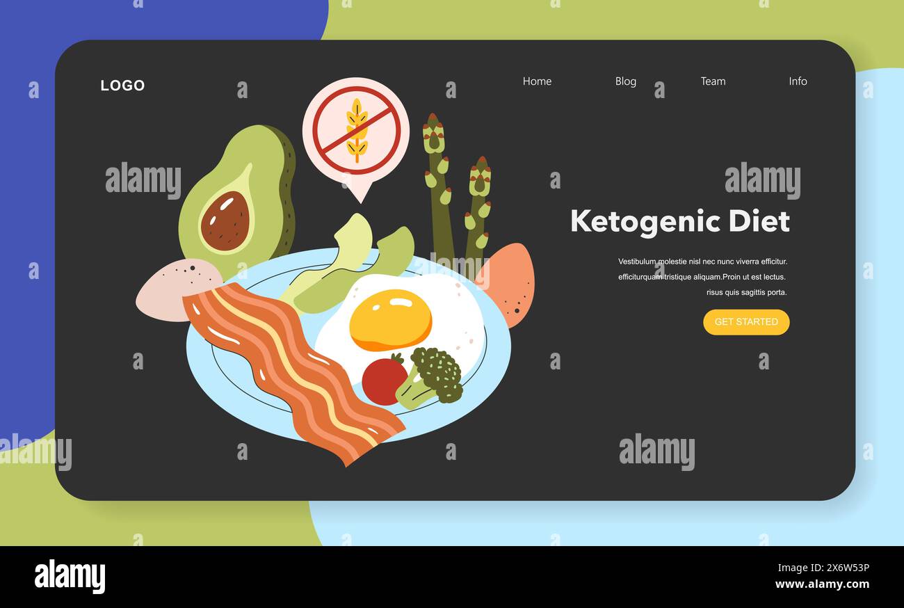 Ketogenic Diet concept. A colorful illustration showcasing low-carb ...