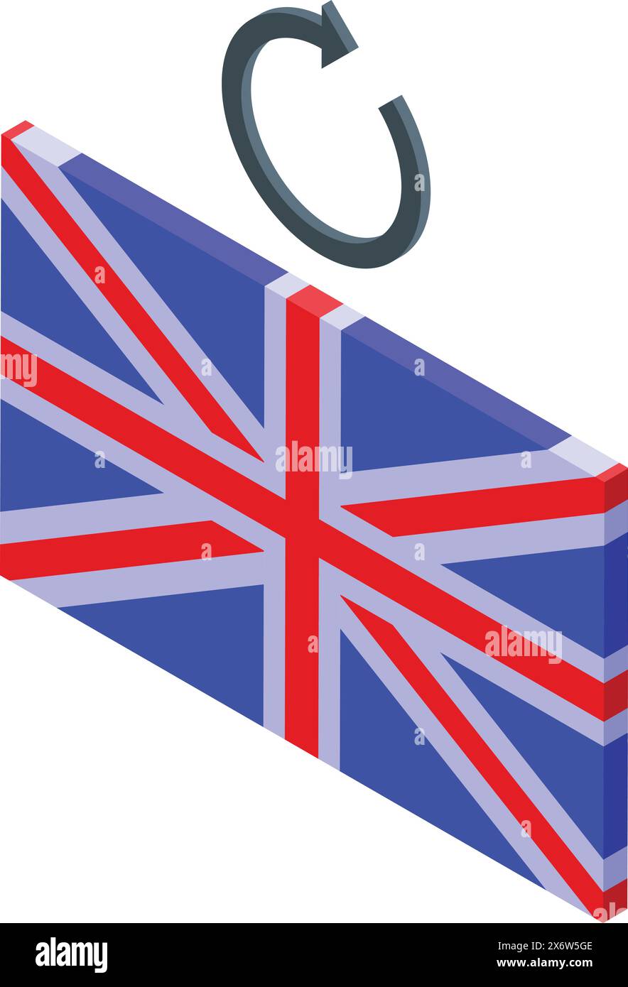 Isometric vector illustration of the uk flag with a circular arrow ...