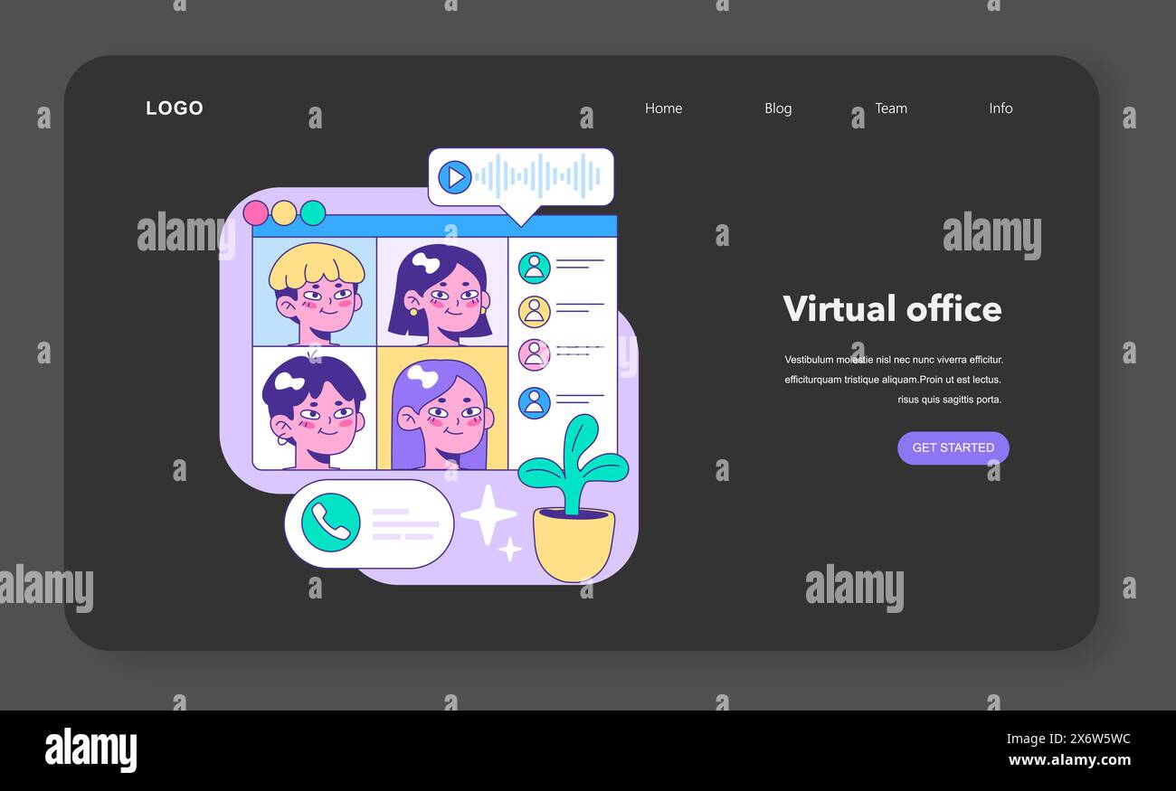 Engaging online group video call featuring diverse faces. Flat vector ...