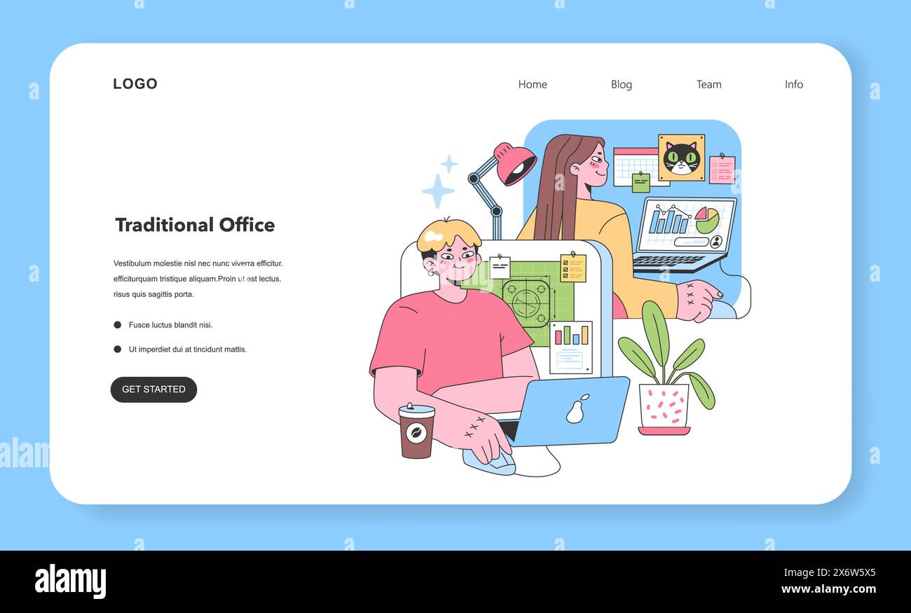 Workspace scenario. Colleagues collaborating on digital project ...
