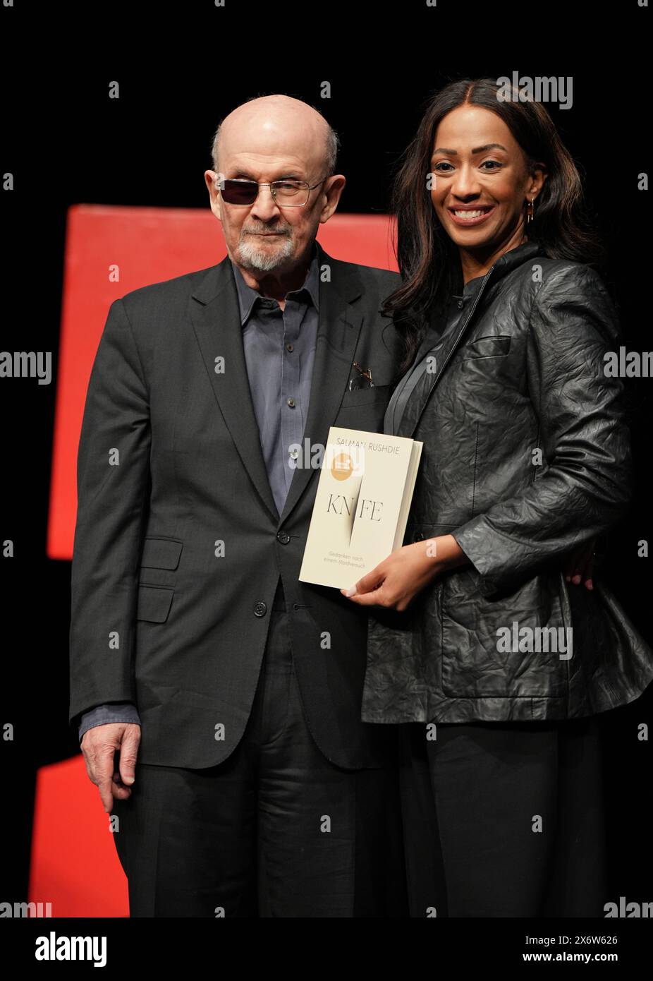 16 May 2024, Berlin: Author Salman Rushdie and his wife Rachel Eliza ...