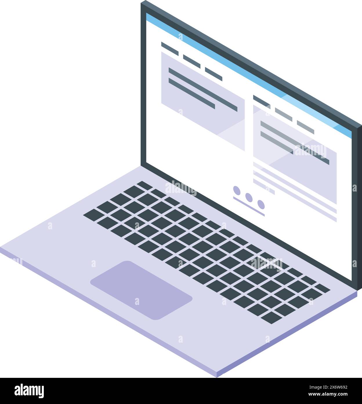 Modern 3d illustration of an isometric laptop with a blank screen ...