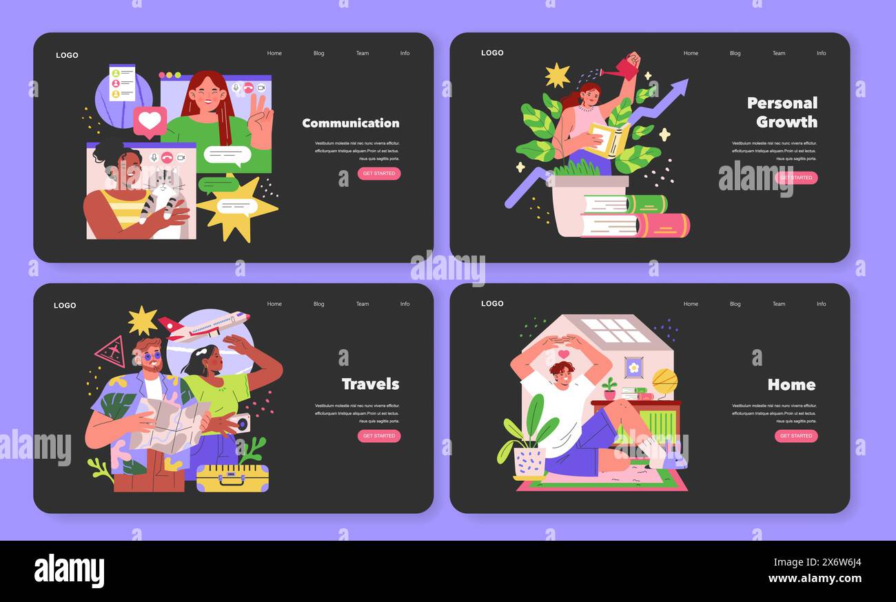 Lifestyle Balance Wheel set. Diversity in daily life showcasing ...