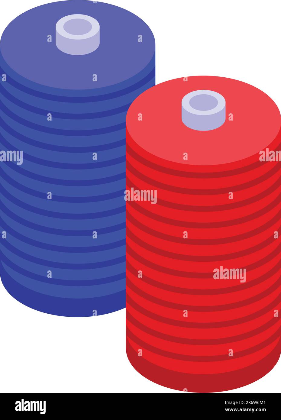 Isometric 3d illustration of colorful batteries with different sizes ...