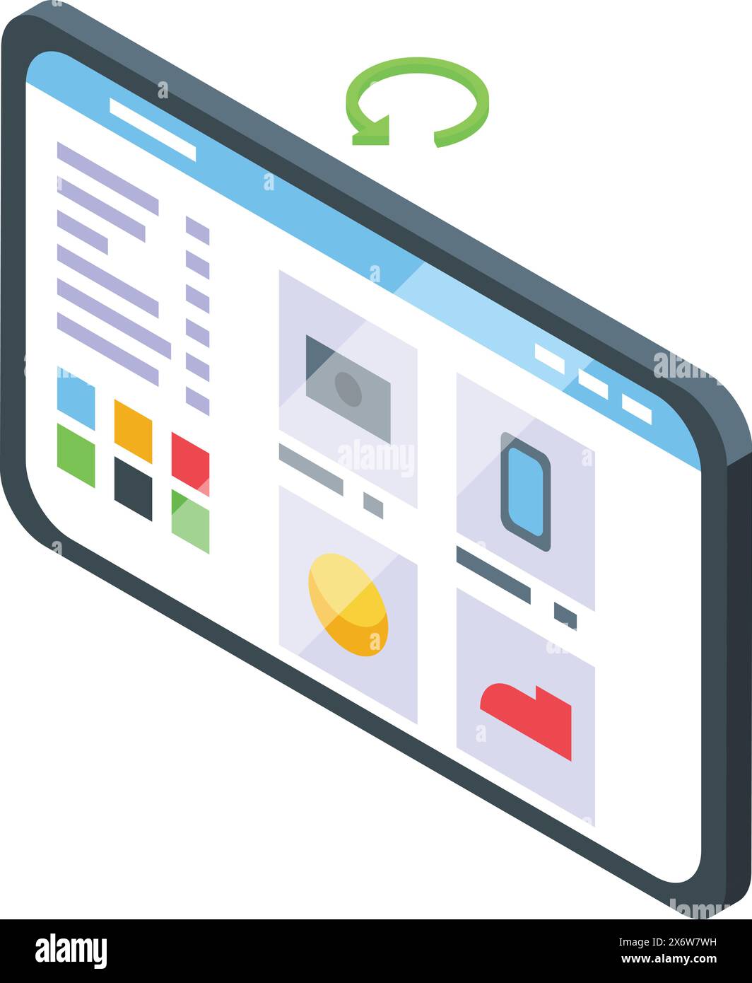 Isometric illustration showcasing a modern smartphone interface with ...