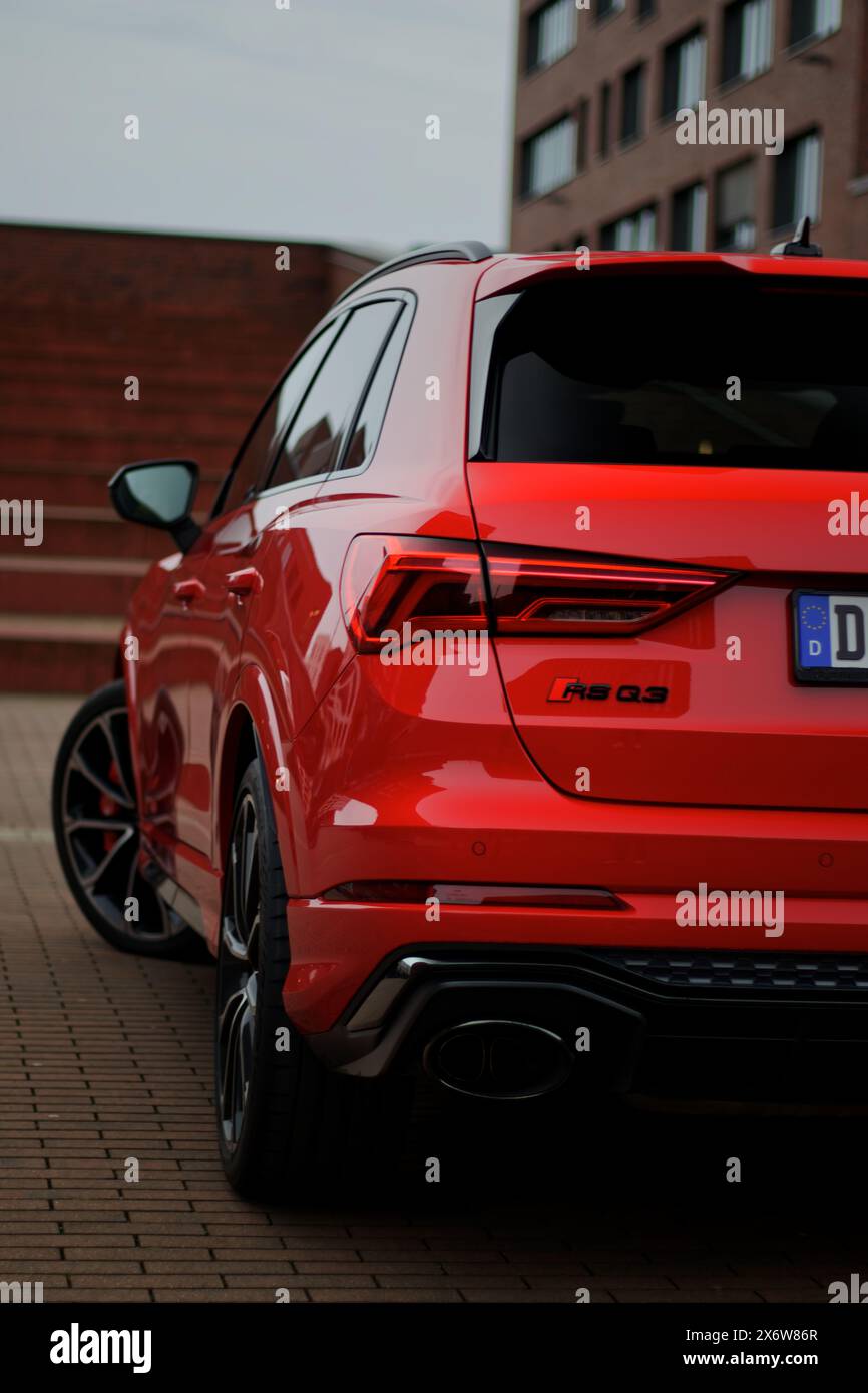 Power in Red: Audi RS Q3 Rear View with Dominant Rear Diffuser and ...