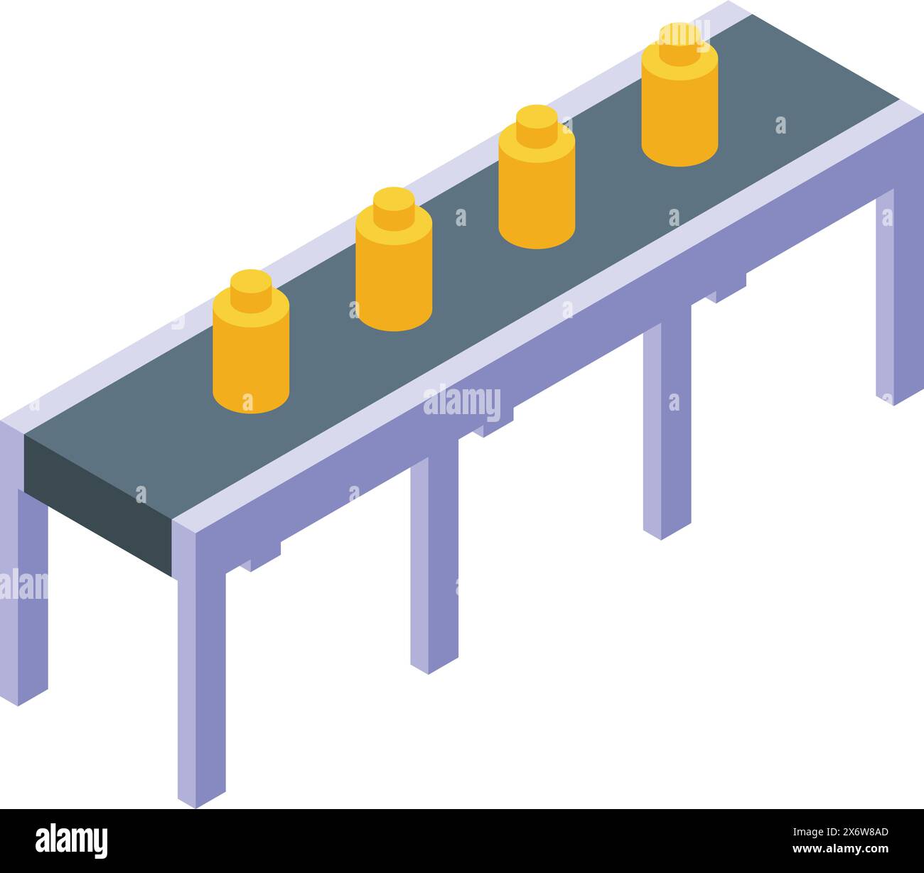 Digital illustration of an isometric view of a conveyor belt with ...