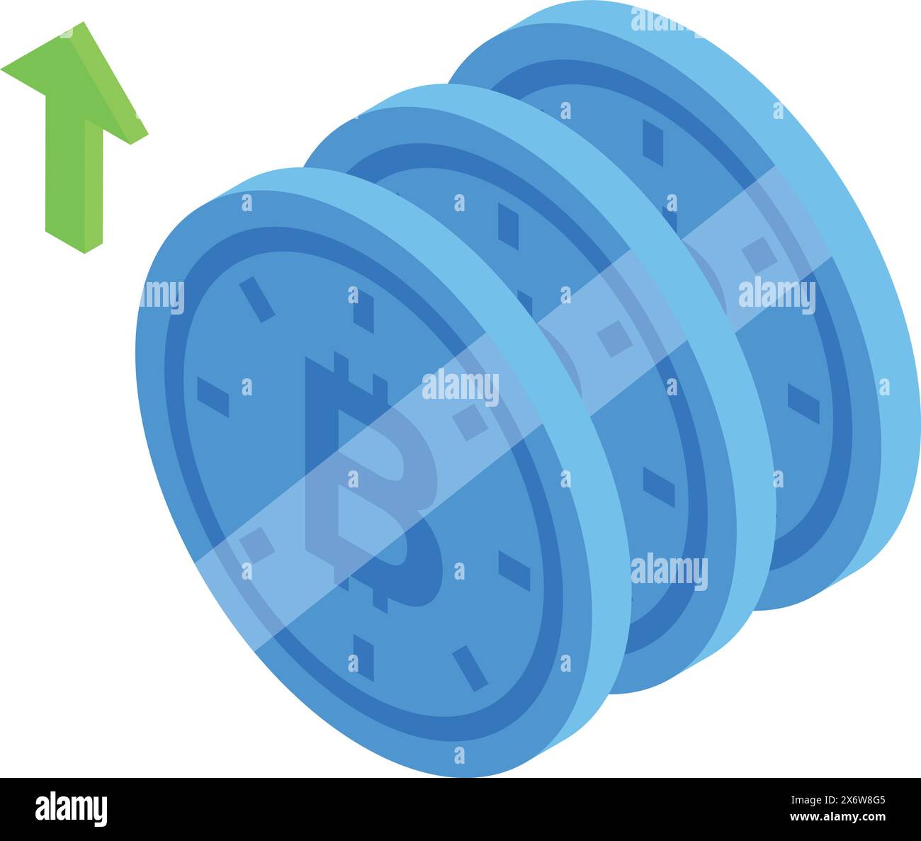 Isometric vector illustration of blue growth chart with arrow ...