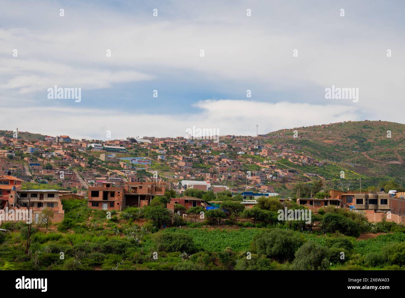 houses built on a hill, hillside settlements, urban development in ...