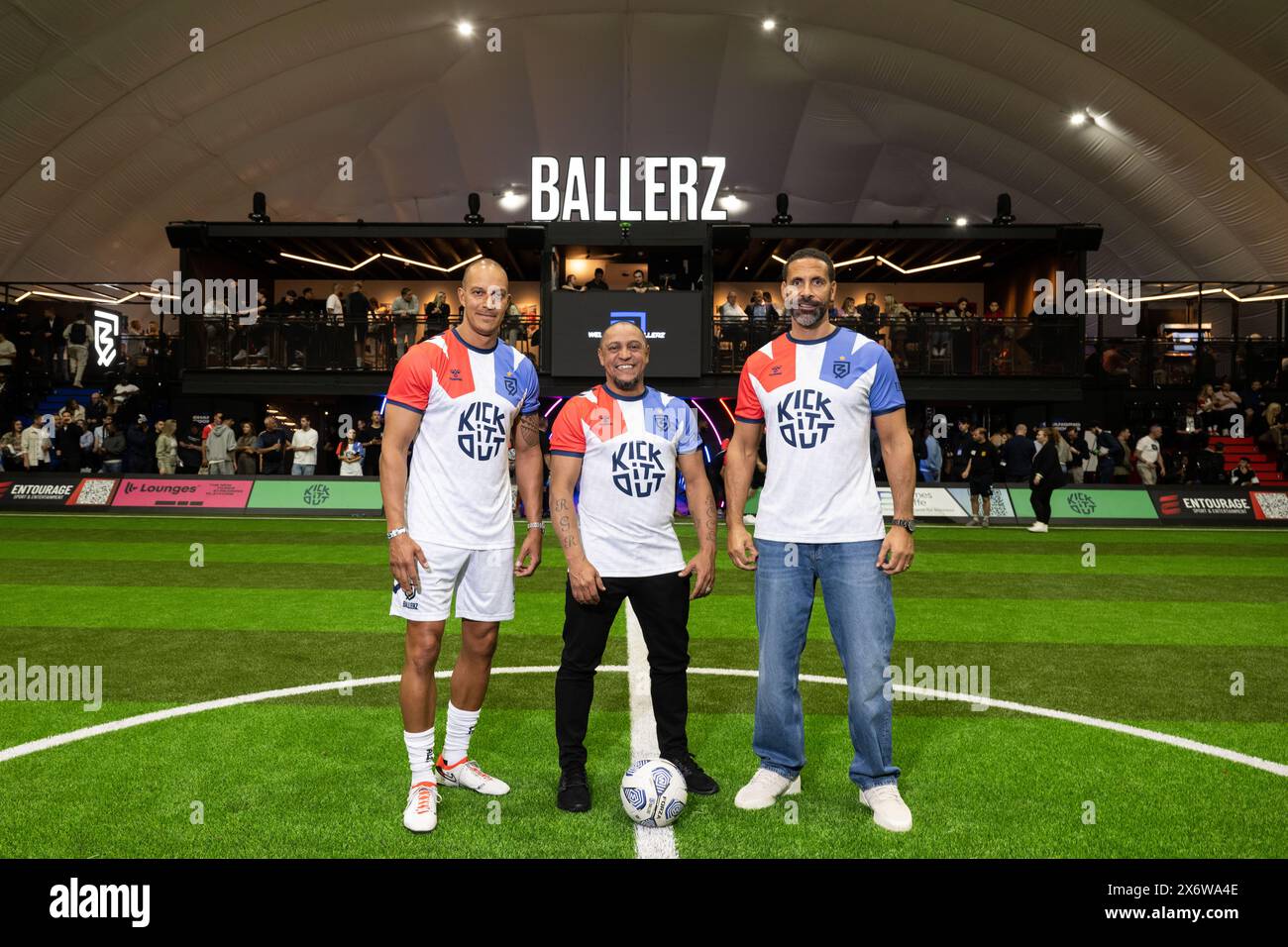 EDITORIAL USE ONLY Bobby Zamora, Roberto Carlos and Rio Ferdinand at an exclusive launch event ...