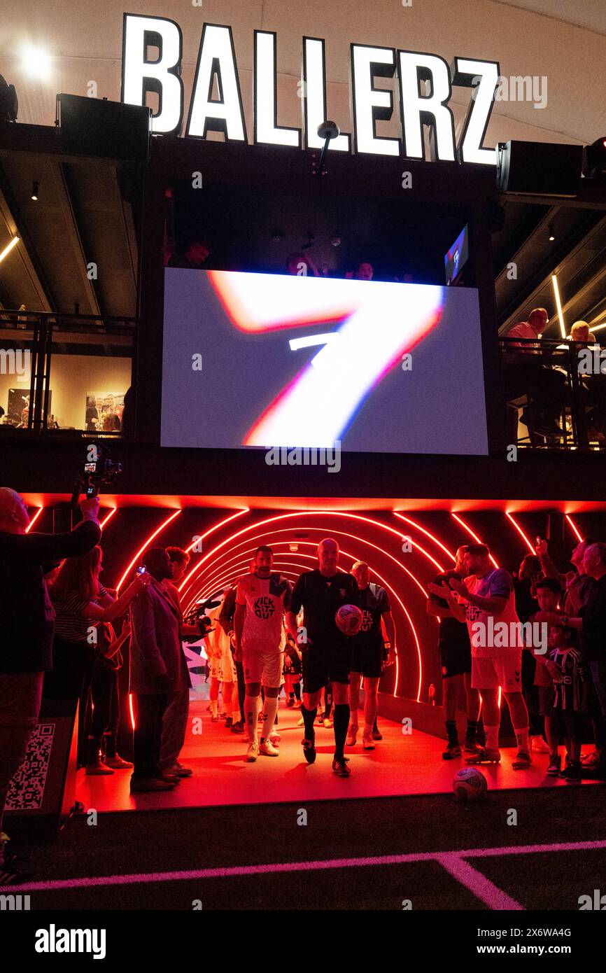 EDITORIAL USE ONLY Players take to the pitch at an exclusive launch event for the Ballerz dome ...