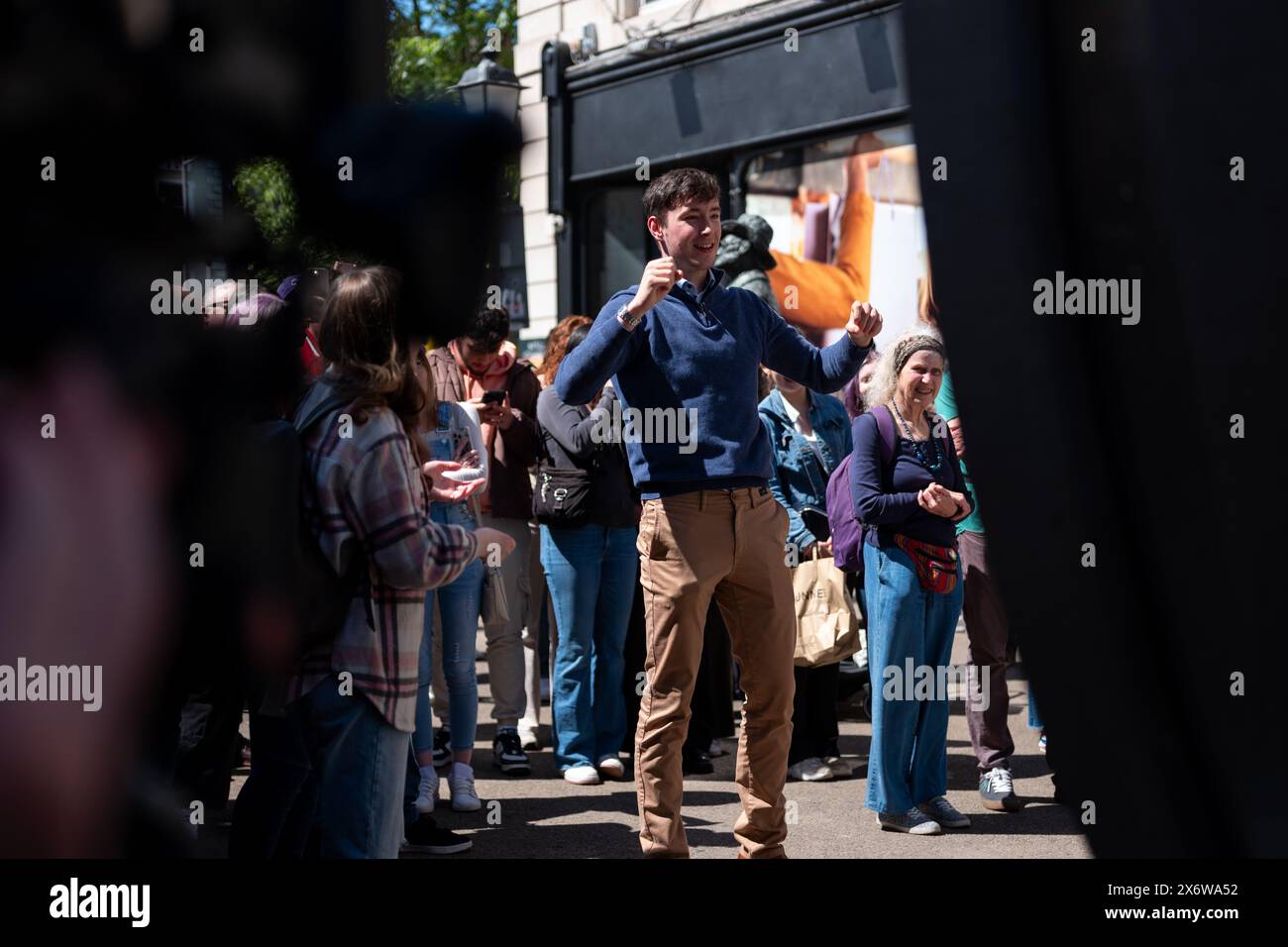Dubliners gather around the Dublin Portal, a sculpture installed in ...