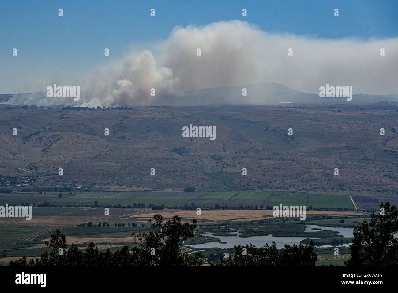 (240516) -- GOLAN HEIGHTS, May 16, 2024 (Xinhua) -- Smoke rises after a ...