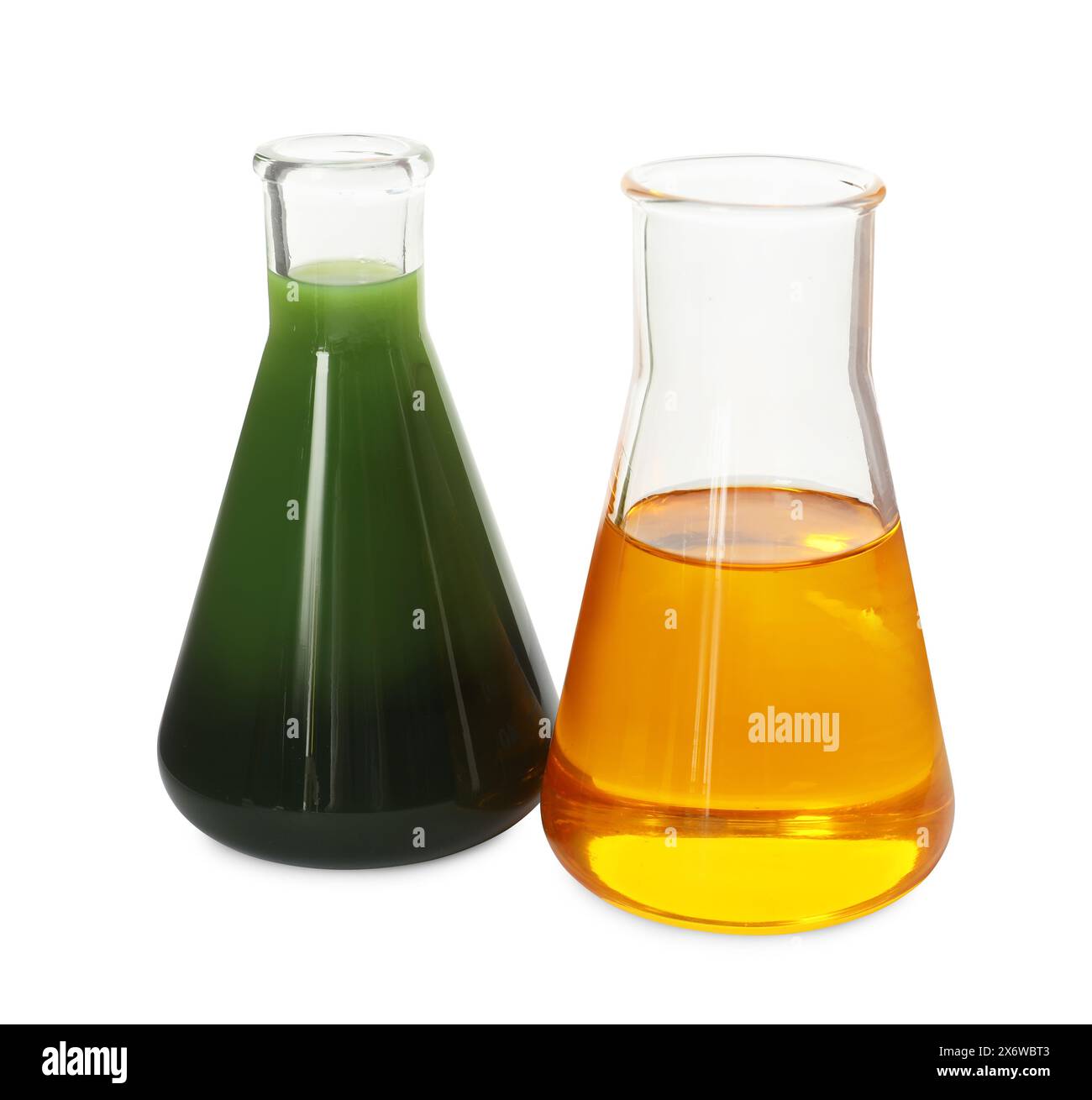 Flasks with different types of oil isolated on white Stock Photo - Alamy