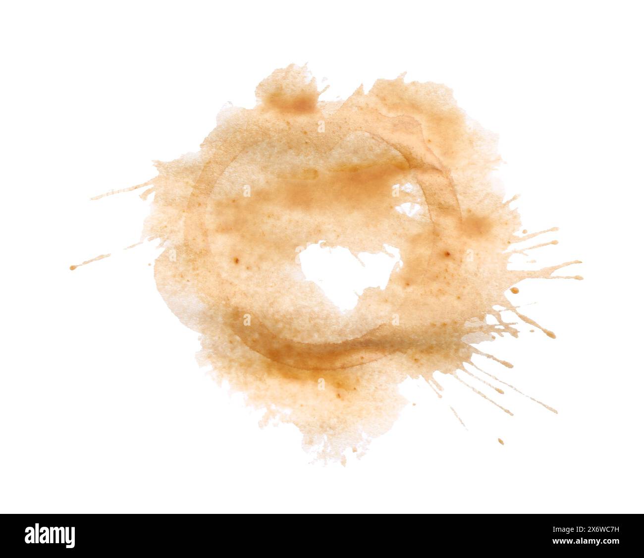 Dried coffee stain isolated on white, top view Stock Photo - Alamy