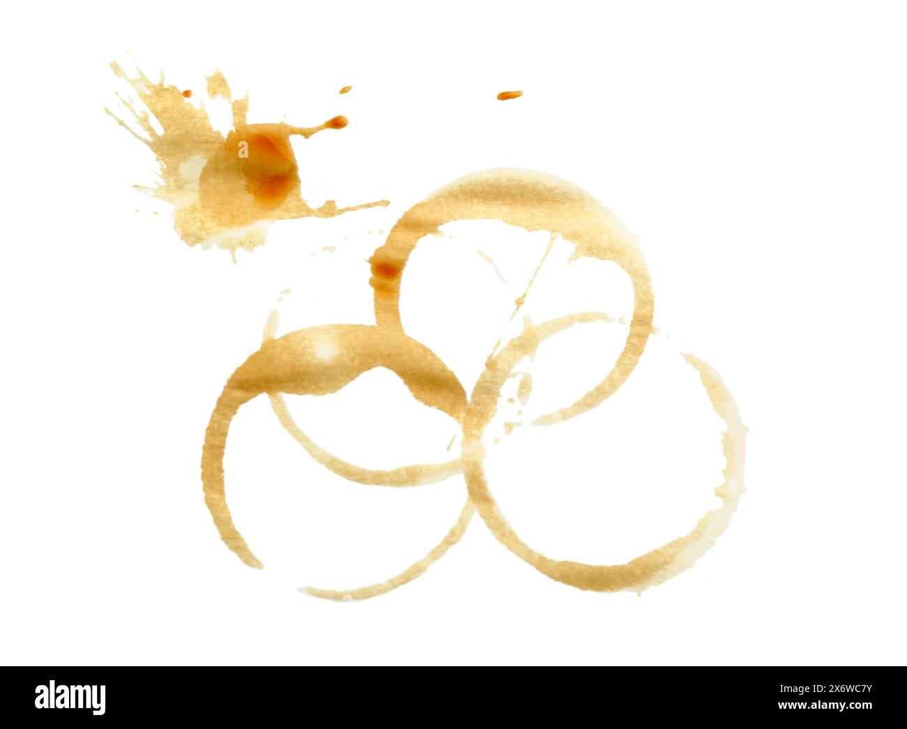 Coffee cup stains isolated on white, top view Stock Photo - Alamy