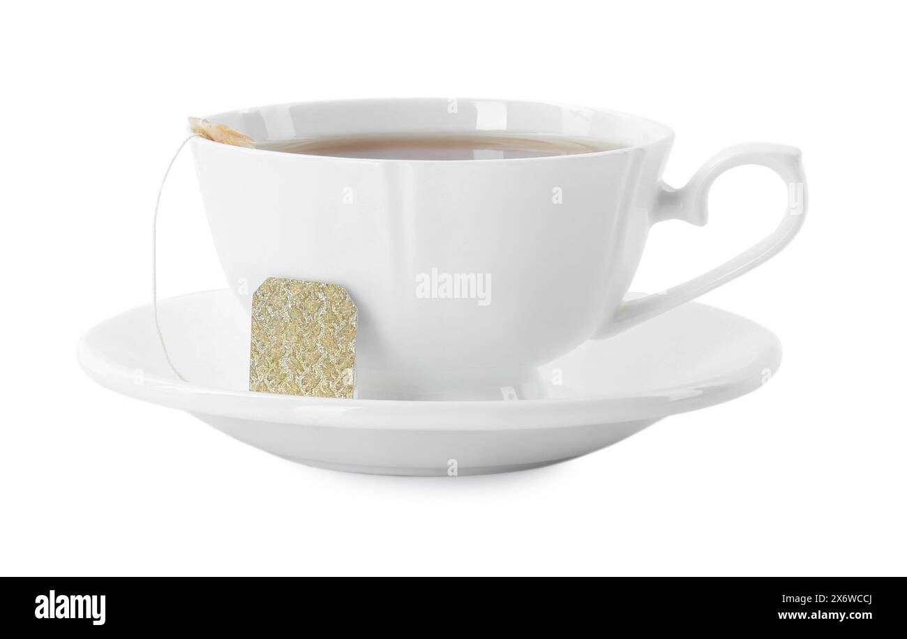 Tasty tea in cup isolated on white Stock Photo - Alamy