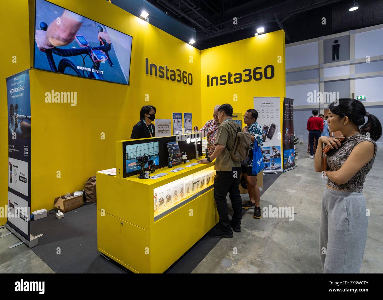 The booth of Insta 360, a camera company, at the Queen Sirikit National ...