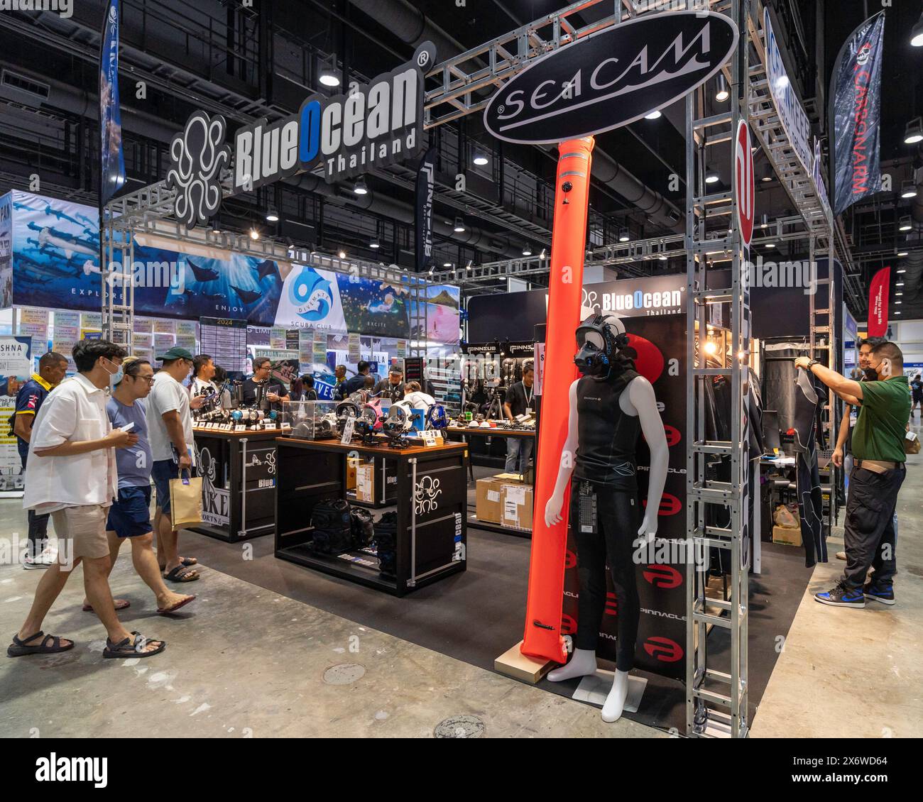 The booth of Blue Ocean Thailand, which sells diving equipment, at the ...