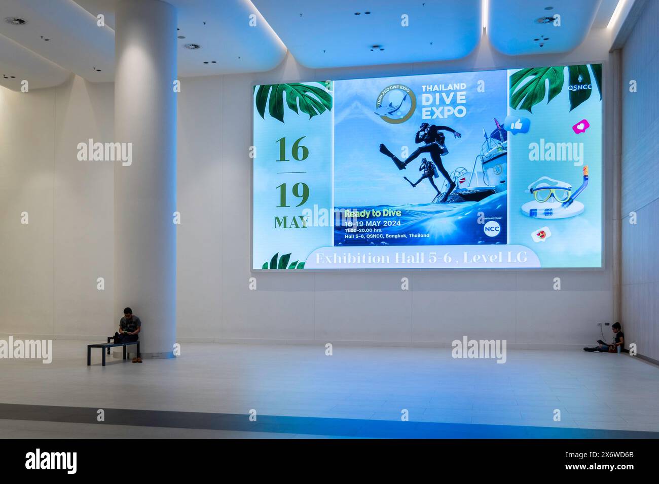 A view of an advertisement for the Thailand Dive Expo, in the hall of ...