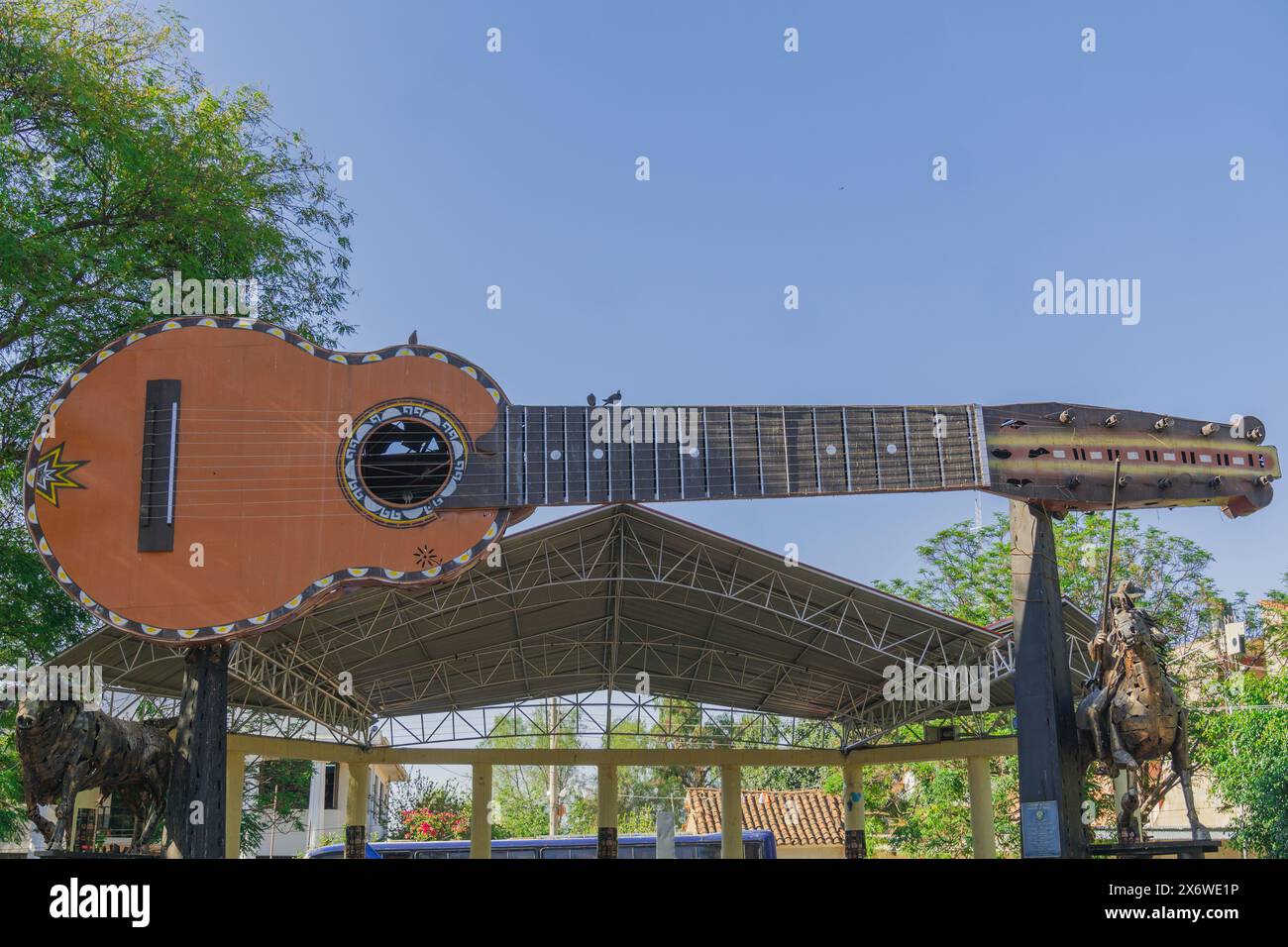 Monument of a Bolivian charango, typical instrument of the Andes, at ...
