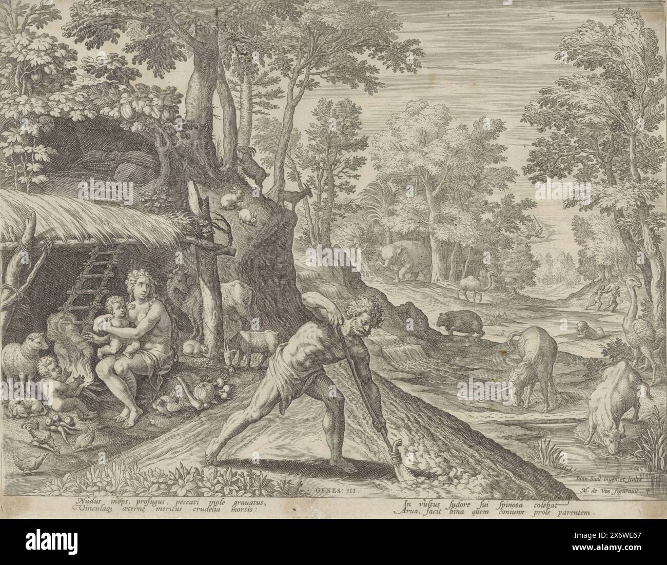 Adam and Eve at work outside the Earthly Paradise, History of Cain's ...