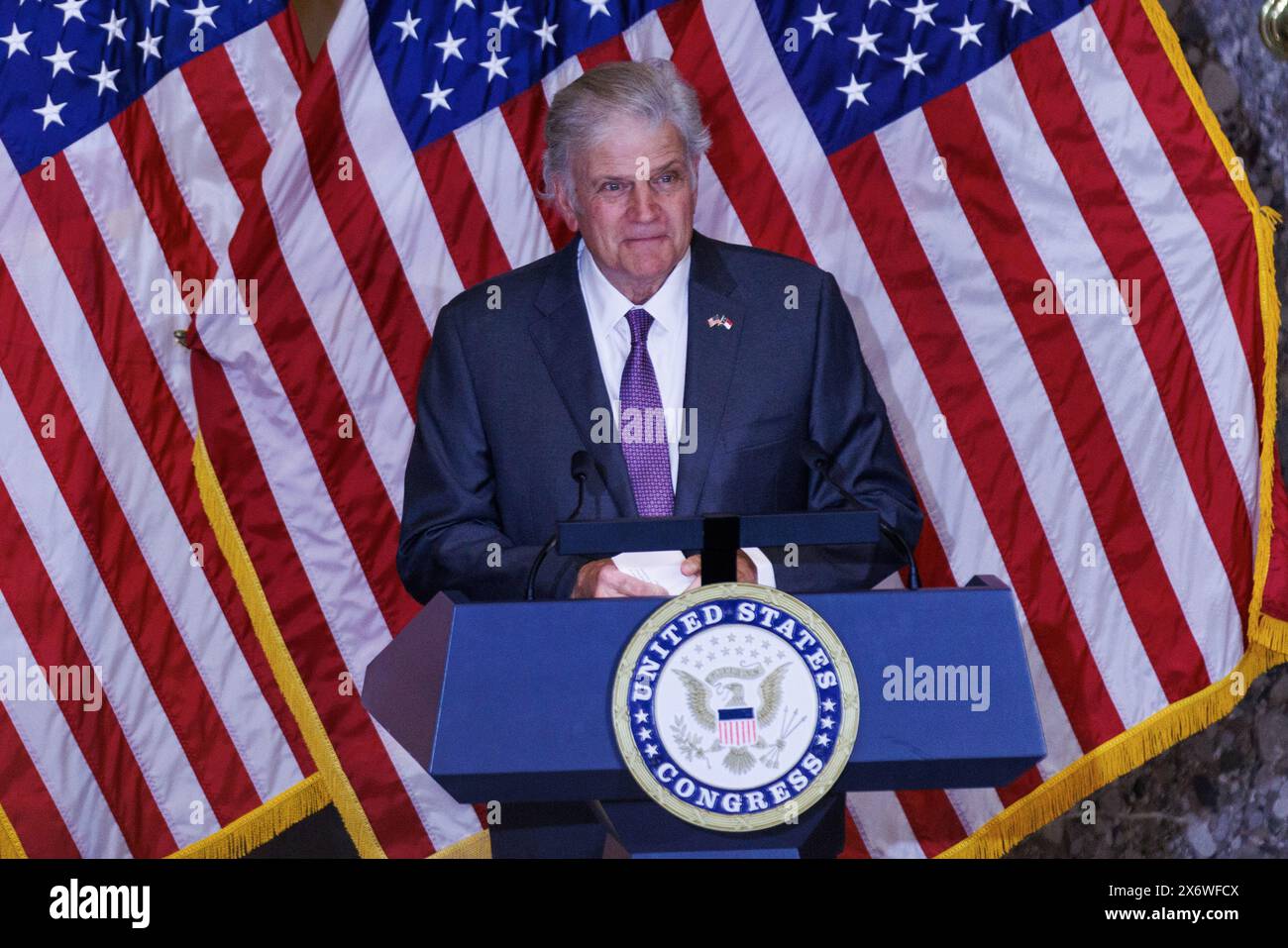 Franklin Graham, son of the late Reverend Billy Graham, gives remarks ...