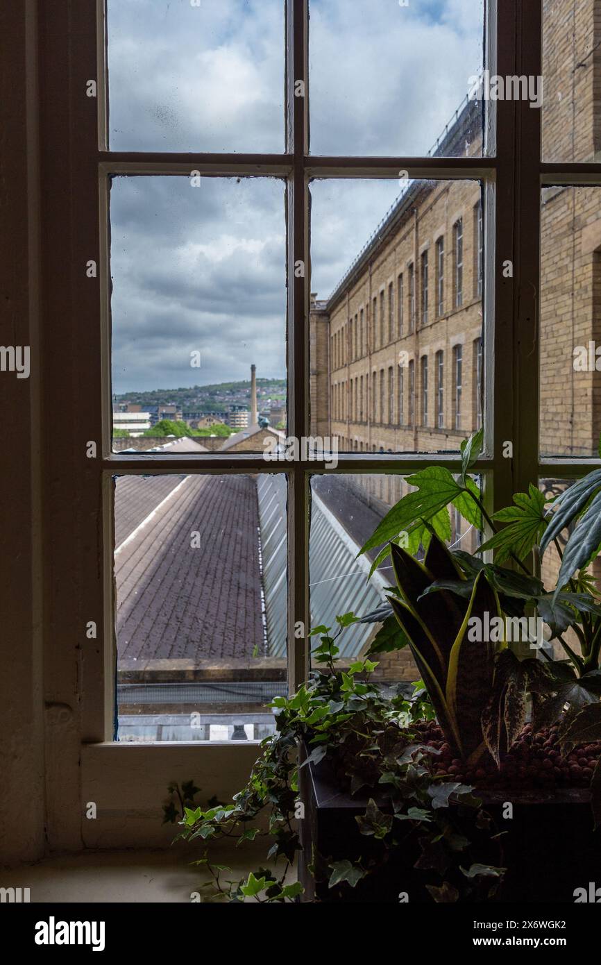 View from the second floor window from Salts Mill in Saltaire. The view ...