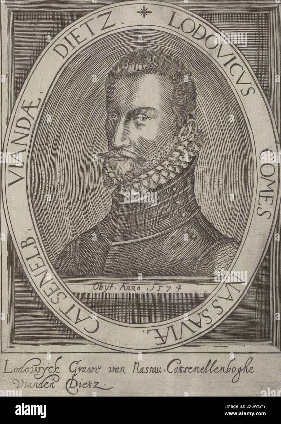 Portrait of Louis, Count of Nassau, Portrait of Louis in an oval with ...