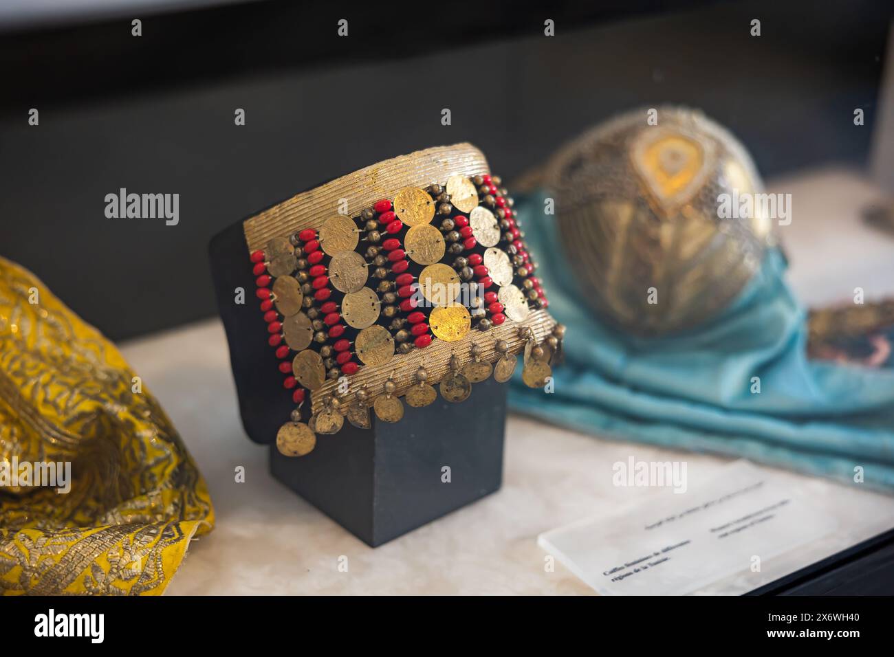 Ancient Tunisian womens headpieces displayed at Bardo National Museum ...