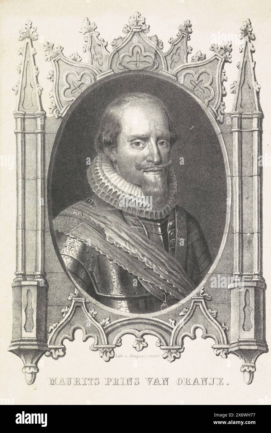 Portrait of Maurits, Prince of Orange, Portrait of Maurits in an oval ...