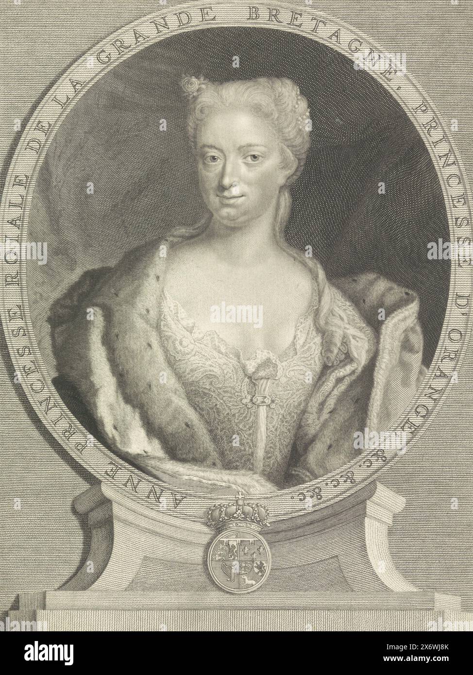Portrait of Anna of Hannover, Portrait of Anna in an oval with border ...