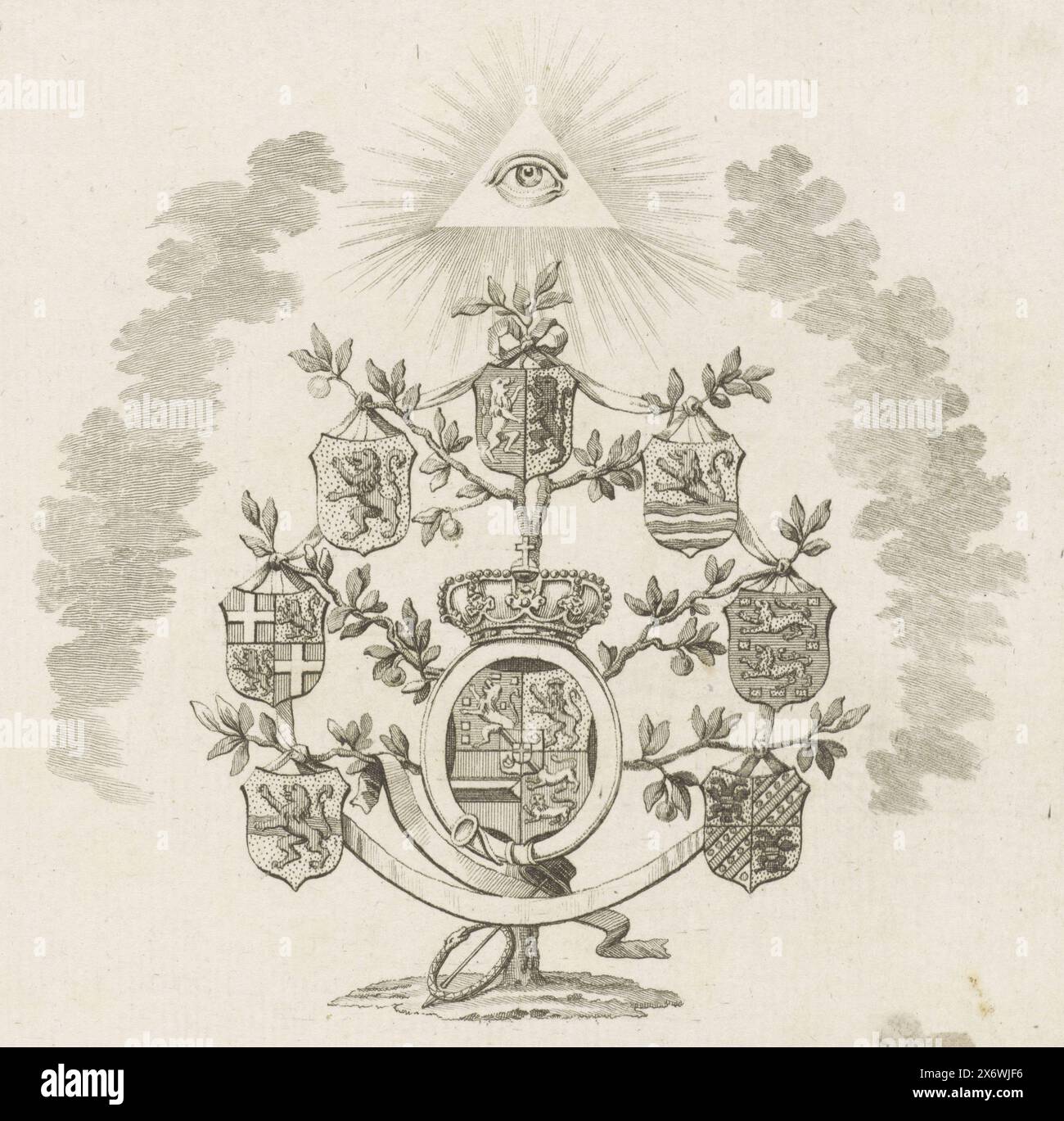 The Orange Tree with the coats of arms of Willem V, prince of Orange ...