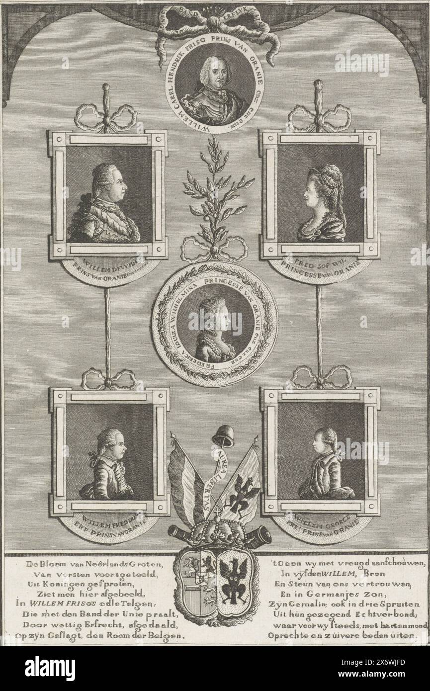 Portraits of William IV, Prince of Orange-Nassau, William V, Prince of Orange-Nassau, Wilhelmina ...