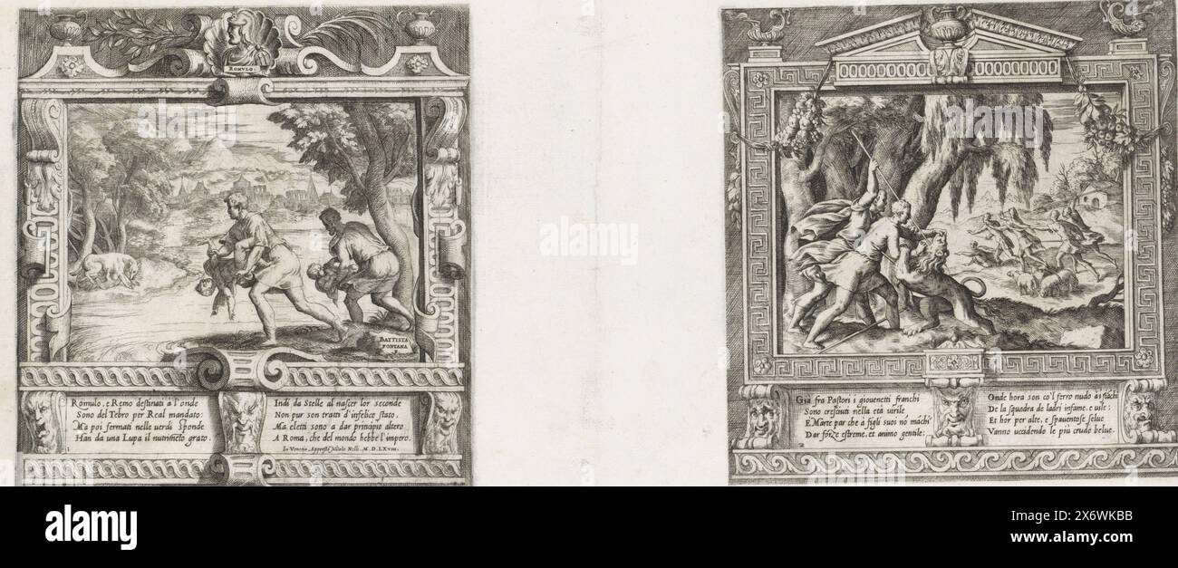 Romulus and Remus are thrown into the Tiber, Romulus and Remus protect ...