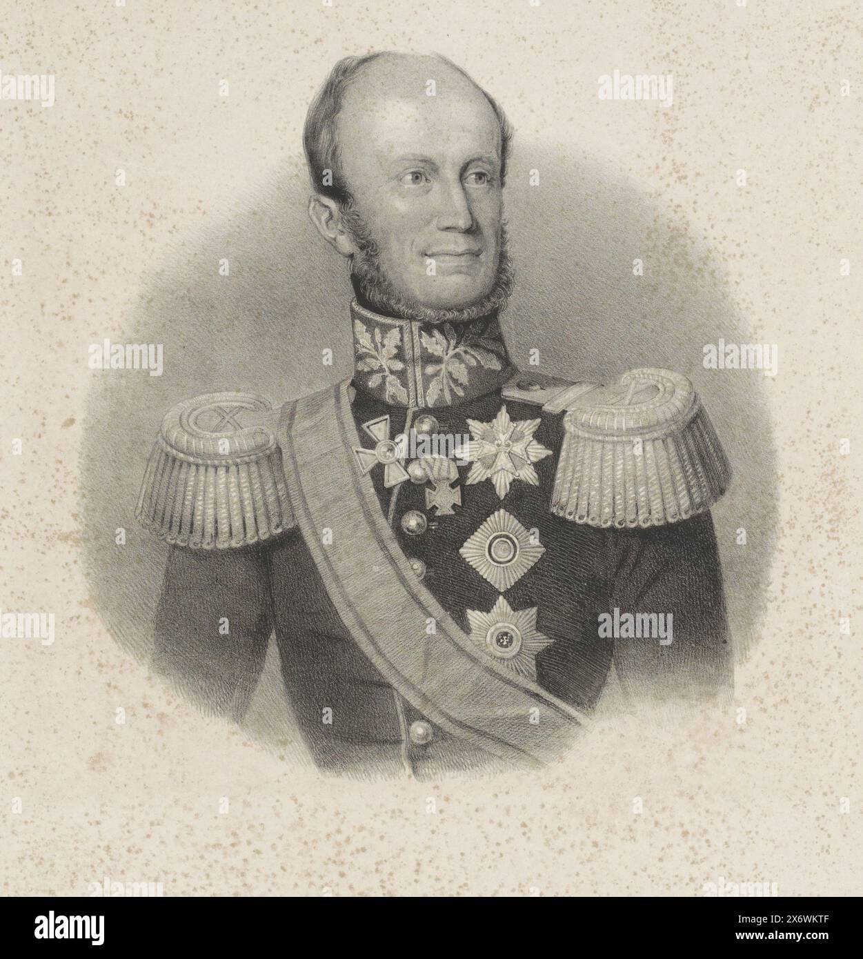 Portrait of William II, King of the Netherlands, print, print maker ...