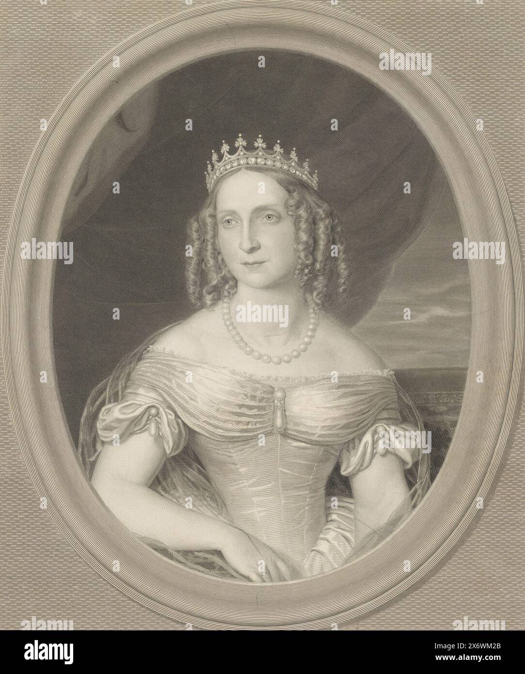 Portrait of Anna Paulowna Romanowa, Portrait of Anna Paulowna in an oval., print, print maker ...