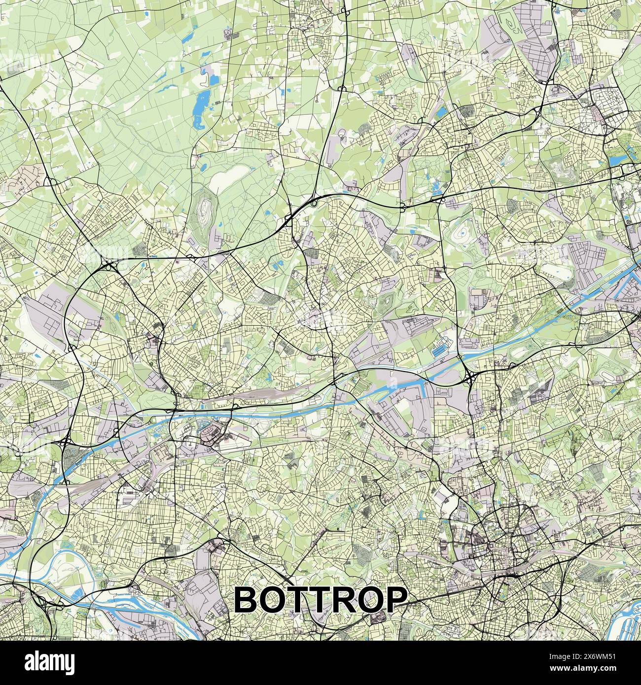 Bottrop, Germany map poster art Stock Vector Image & Art - Alamy