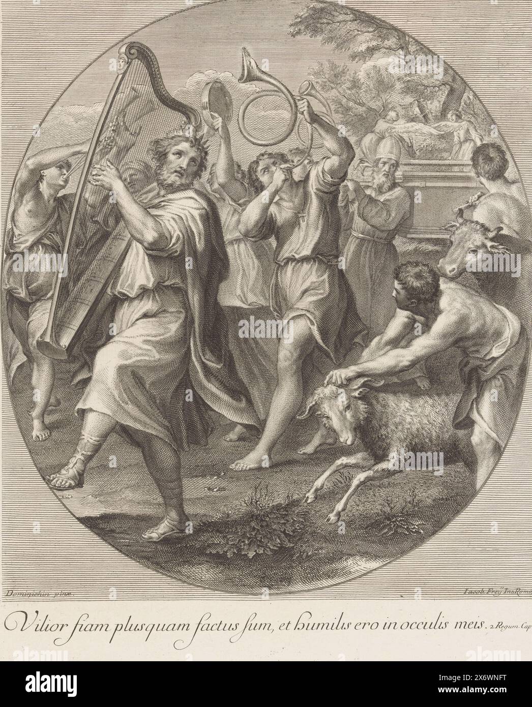 David plays his harp and dances in front of the Ark of the Covenant ...