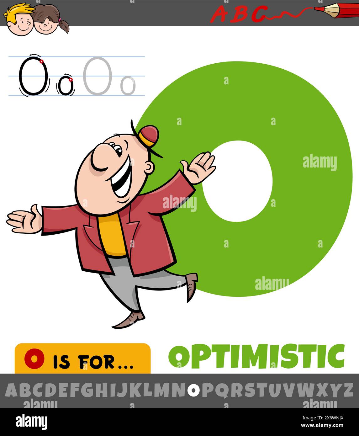 Educational cartoon illustration of letter O from alphabet with ...