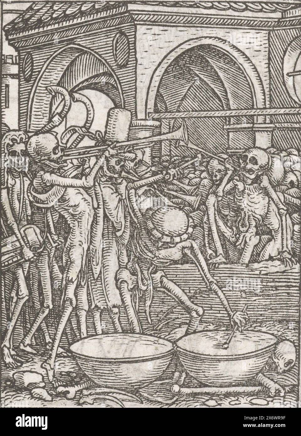 Skeletons make music, Dance of Death (series title), Skeletons play ...