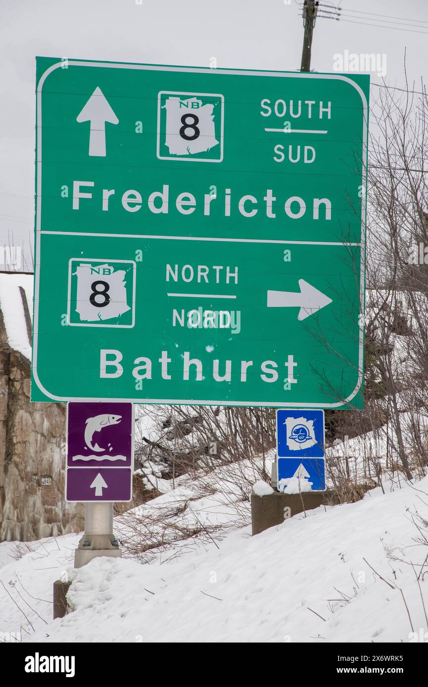 Highway sign on NB 8 in Miramichi, New Brunswick, Canada Stock Photo ...