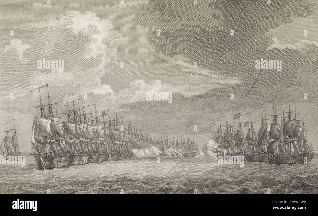 Sea Battle of Kamperduin (beginning), 1797, Three plates of the Sea ...