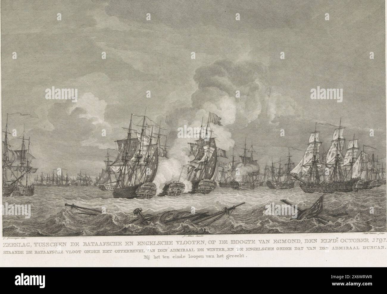 Sea battle at Kamperduin (end), 1797, Sea battle, between the Batavian ...