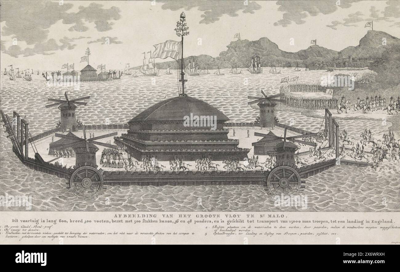 Raft of Saint-Malo, 1797, Image of the Great Raft in St. Malo (title on ...